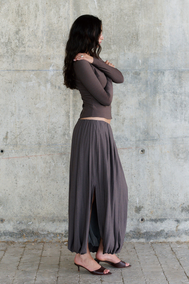 Cascade Skirt in Charcoal Brown – ANOOA